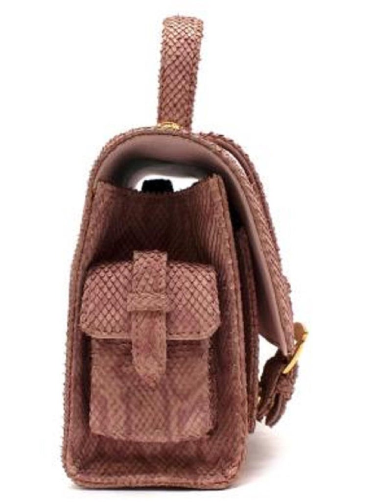 Versace Pink Gianni Vintage Snake Skin Messenger Bag For Sale at 1stDibs