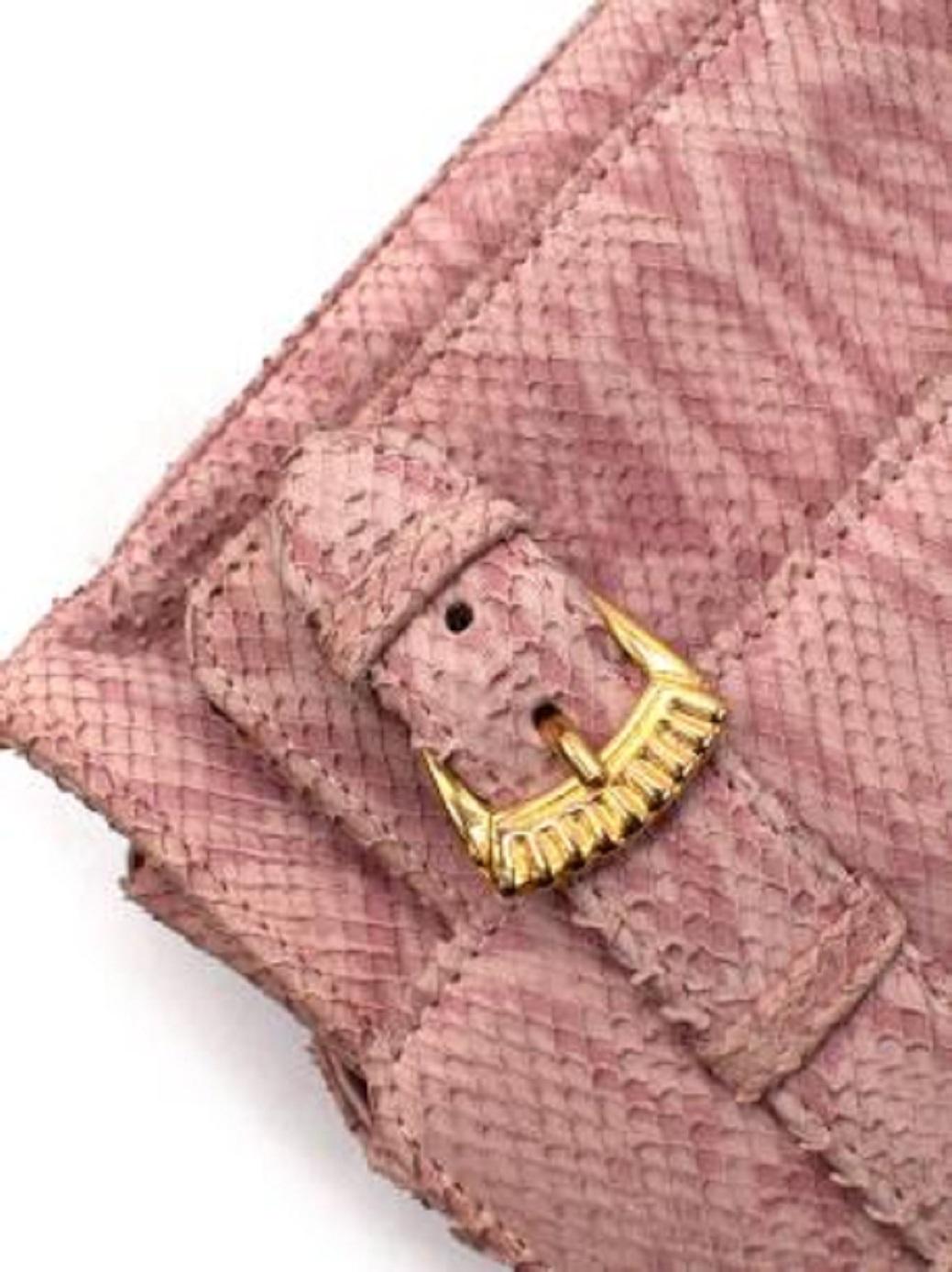 Versace Pink Gianni Vintage Snake Skin Messenger Bag For Sale at 1stDibs