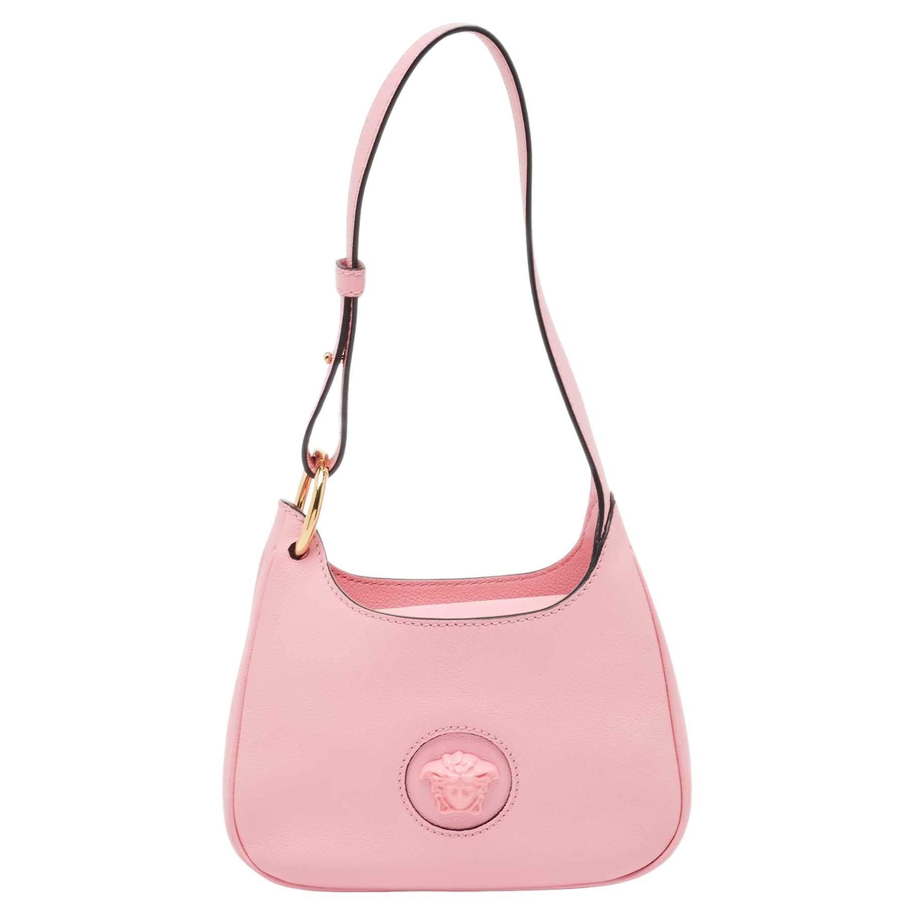 Versace Pink Leather La Medusa Hobo For Sale at 1stDibs
