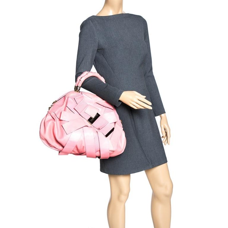 Versace Pink Leather Venita Bow Satchel For Sale at 1stDibs | versus ...