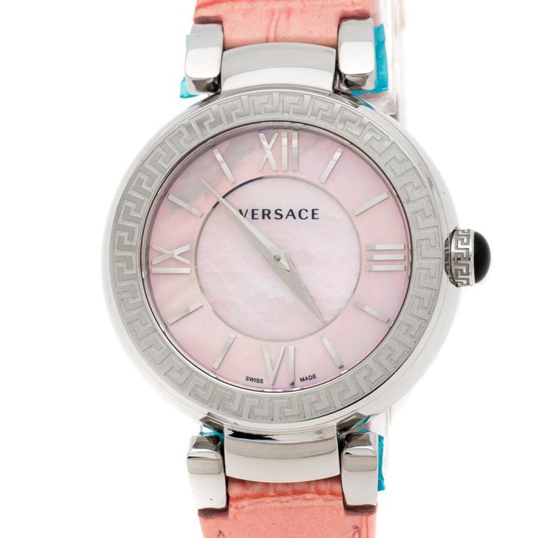 Versace Pink Mother of Pearl Stainless Steel Leda VNC Women's ...