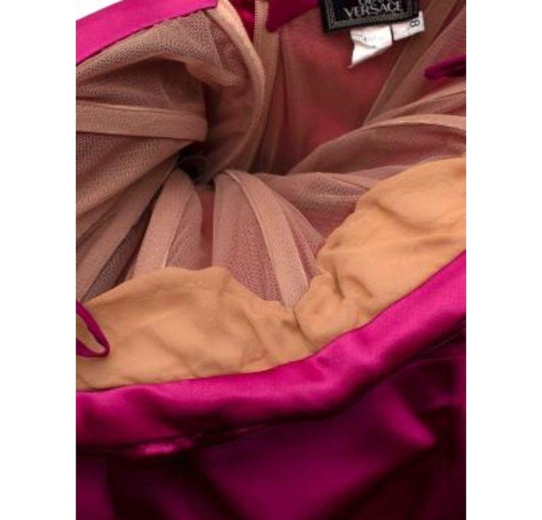 Versace Pink Silk Vintage Strapless Dress For Sale at 1stDibs