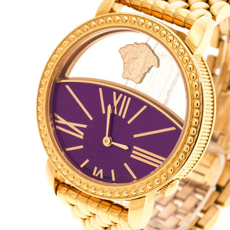 Versace Purple Gold Plated Stainless Steel Krios 93Q Women's Wristwatch ...