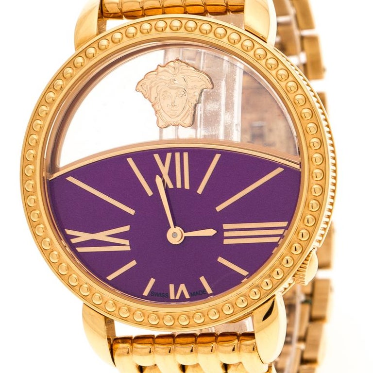 Versace Purple Gold Plated Stainless Steel Krios 93Q Women's Wristwatch ...
