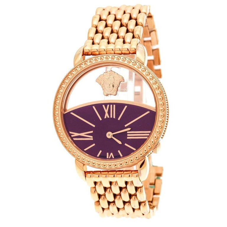 Versace Purple Gold Plated Stainless Steel Krios 93Q Women's Wristwatch ...