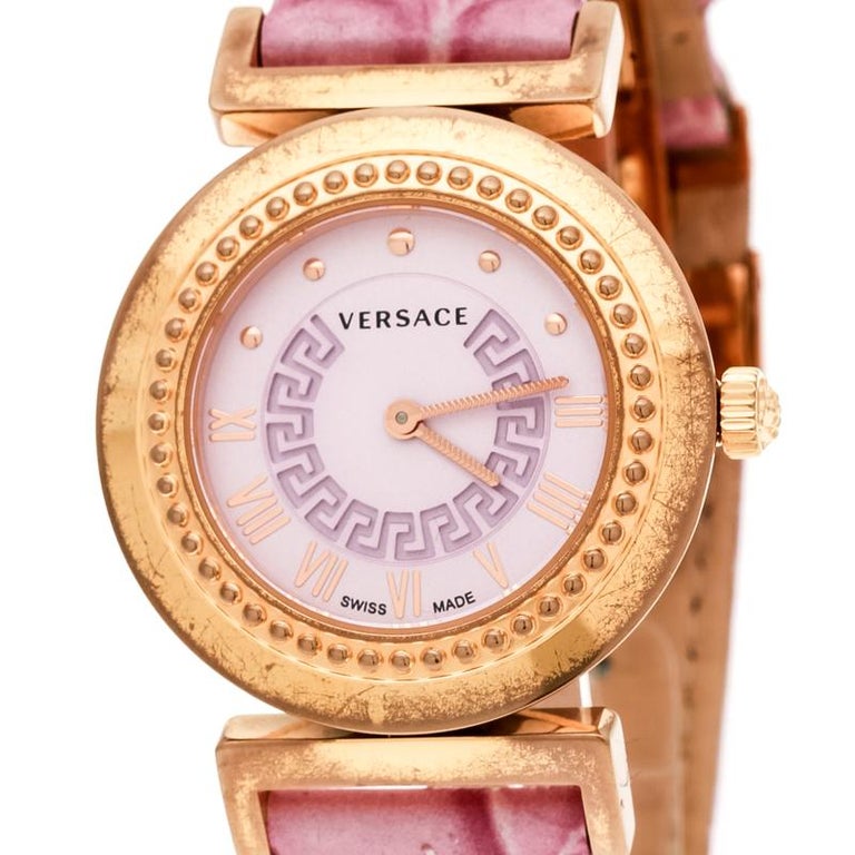 Versace Purple Gold Tone Stainless Steel Vanity P5Q Women's Wristwatch ...
