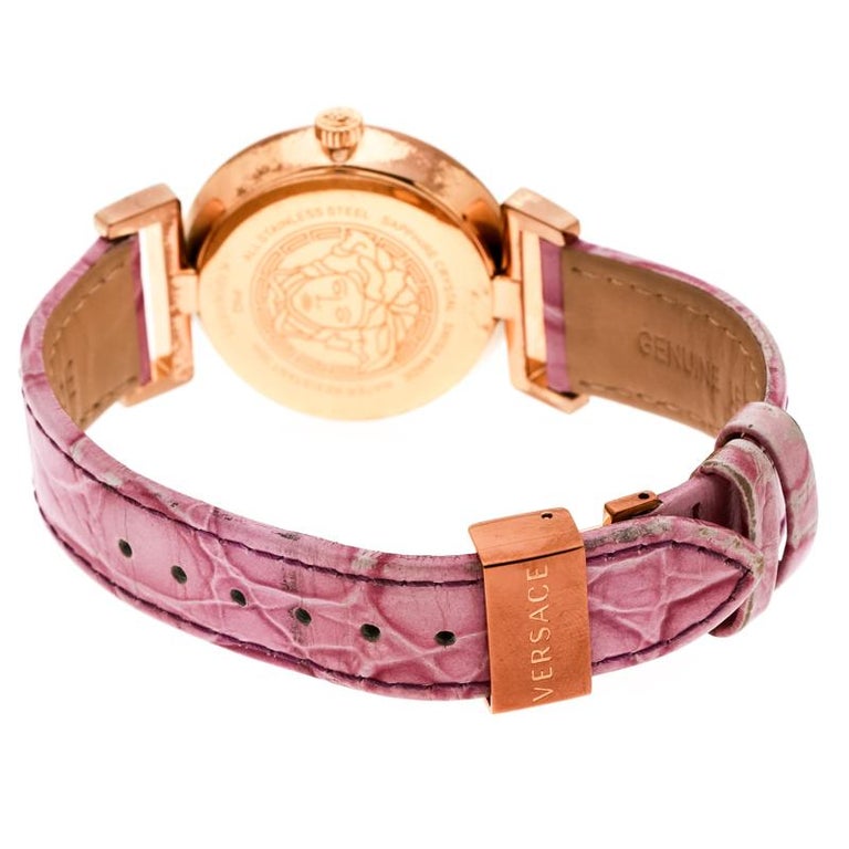 Versace Purple Gold Tone Stainless Steel Vanity P5Q Women's Wristwatch ...