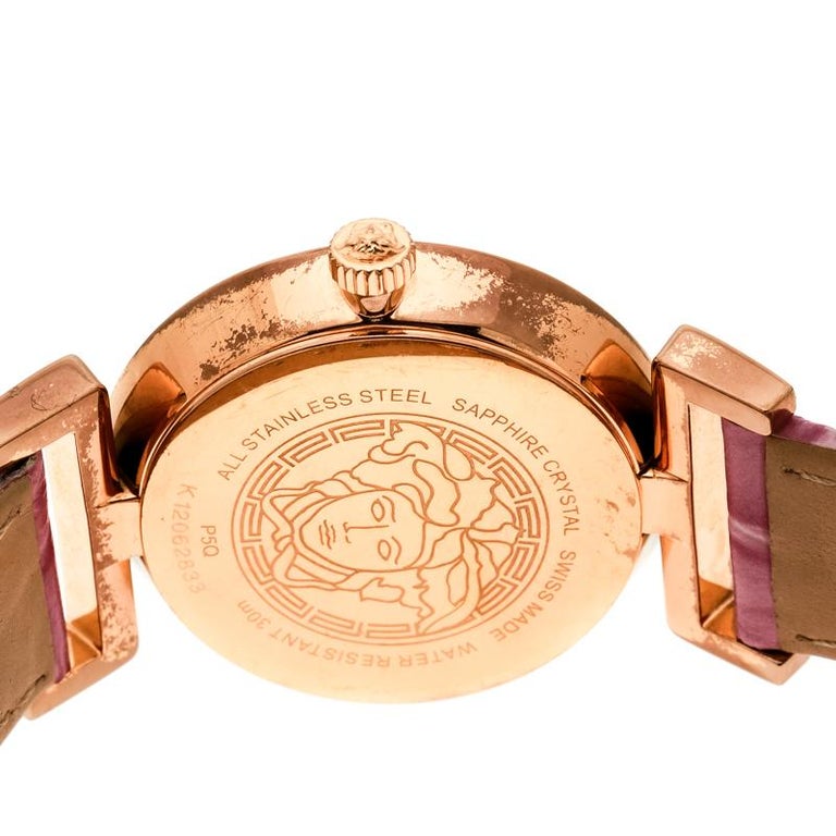 Versace Purple Gold Tone Stainless Steel Vanity P5Q Women's Wristwatch ...