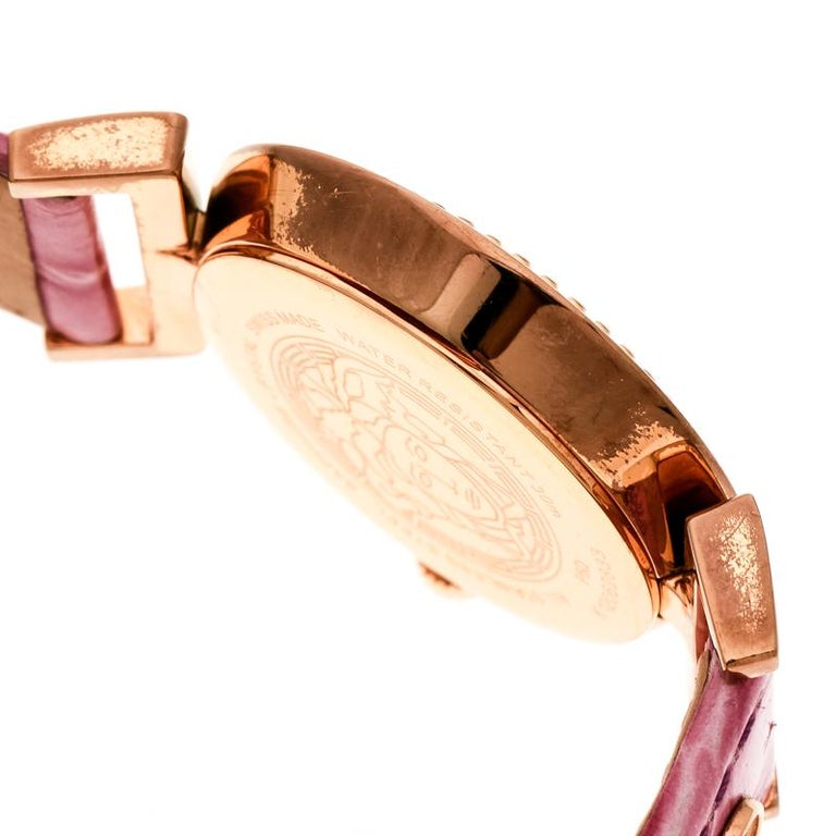 Versace Purple Gold Tone Stainless Steel Vanity P5Q Women's Wristwatch ...