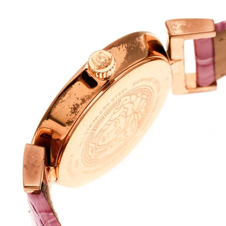 Versace Purple Gold Tone Stainless Steel Vanity P5Q Women's Wristwatch ...