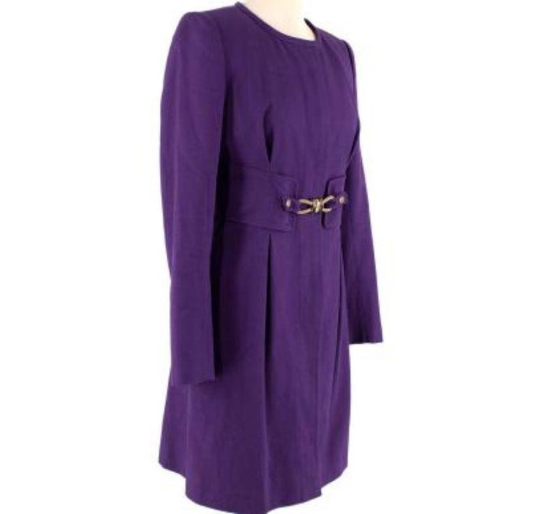 Versace Purple Silk Blend Coat with Gold Belt Detail For Sale at 1stDibs