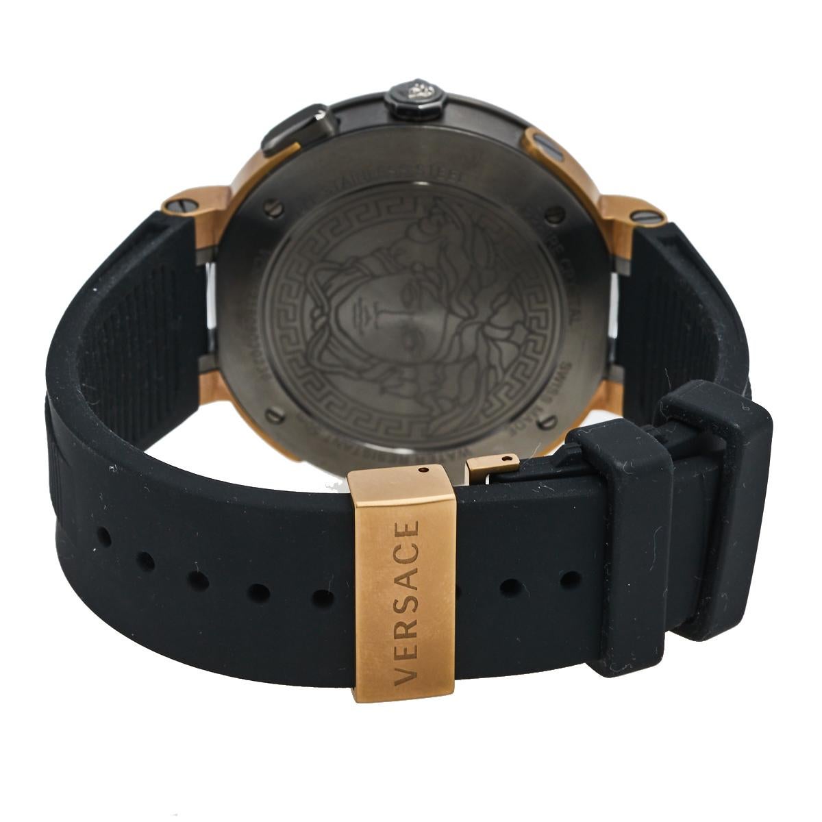 Versace PVD Plated Stainless Steel Rubber V-Extreme GMT Men's ...