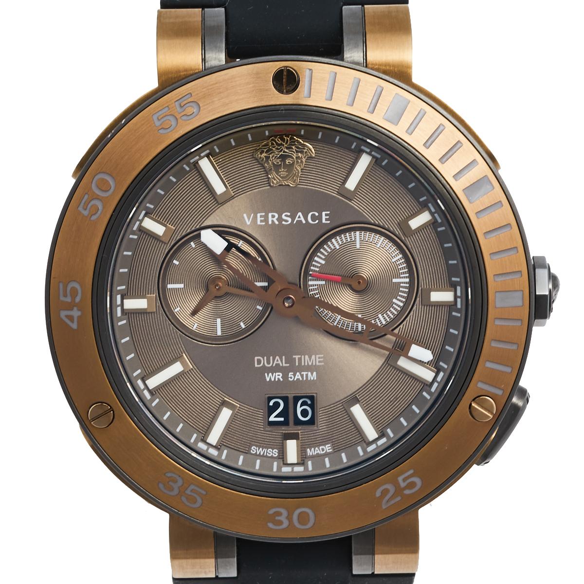 Versace PVD Plated Stainless Steel Rubber V-Extreme GMT Men's ...