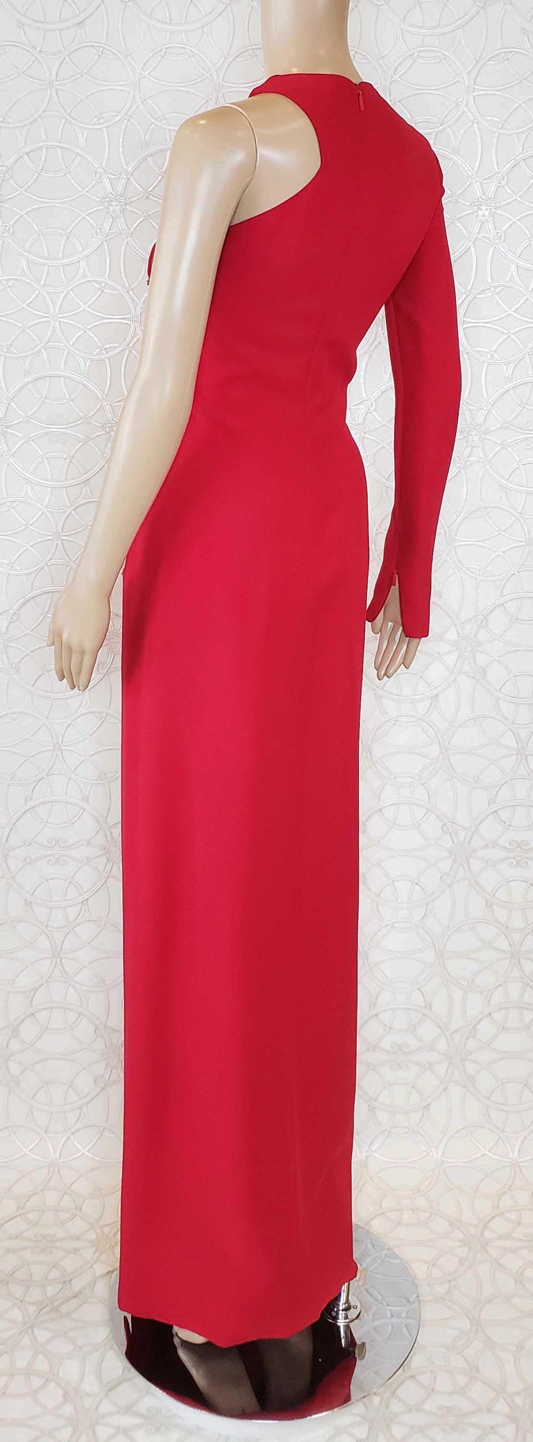 Versace Red Crystal-Embellished Silk-Cady Gown 38 - 2 For Sale at ...