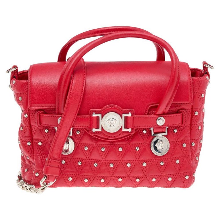 Versace Red Leather Small Medusa Medallion Tote at 1stDibs