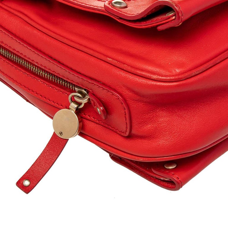 Versace Red Leather Studded Tote For Sale at 1stDibs