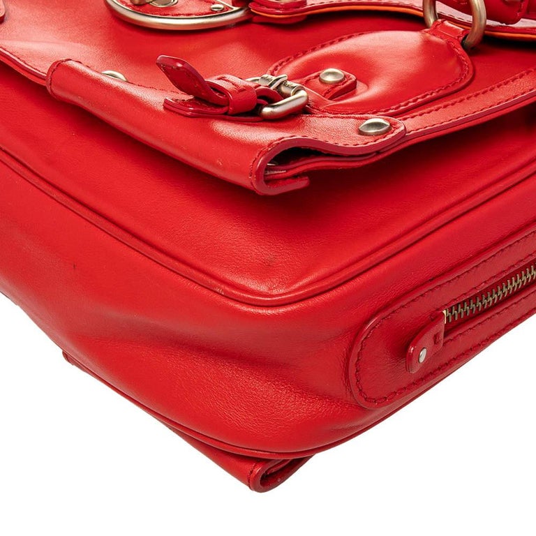 Versace Red Leather Studded Tote For Sale at 1stDibs