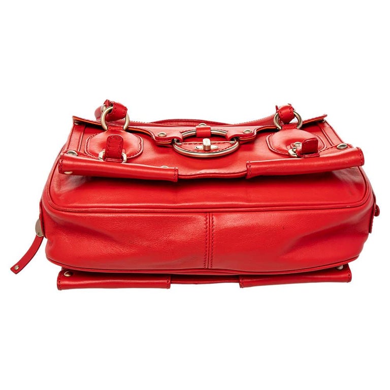 Versace Red Leather Studded Tote For Sale at 1stDibs
