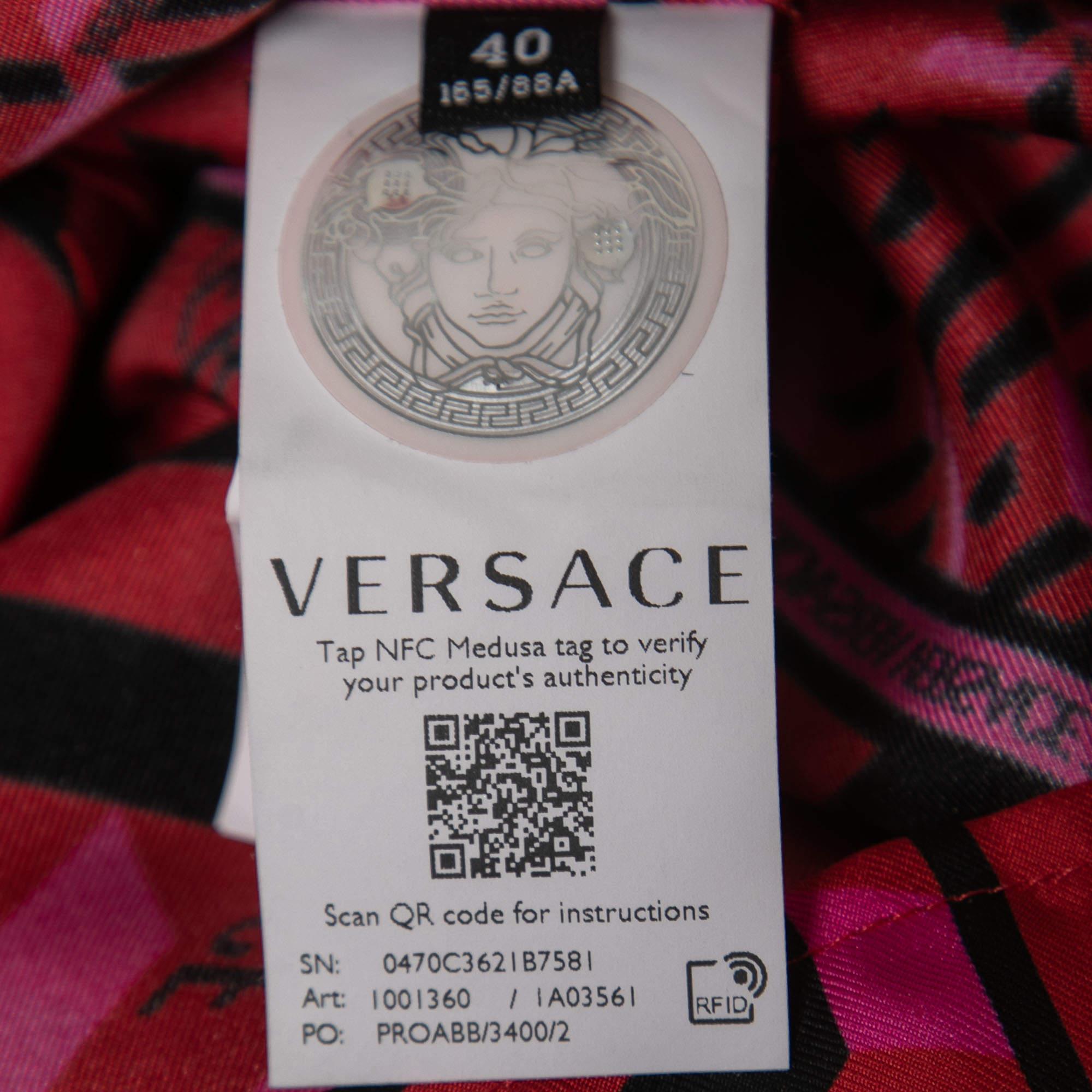 Versace Red/Pink Abstract Print Silk Button Front Full Sleeve Shirt S ...