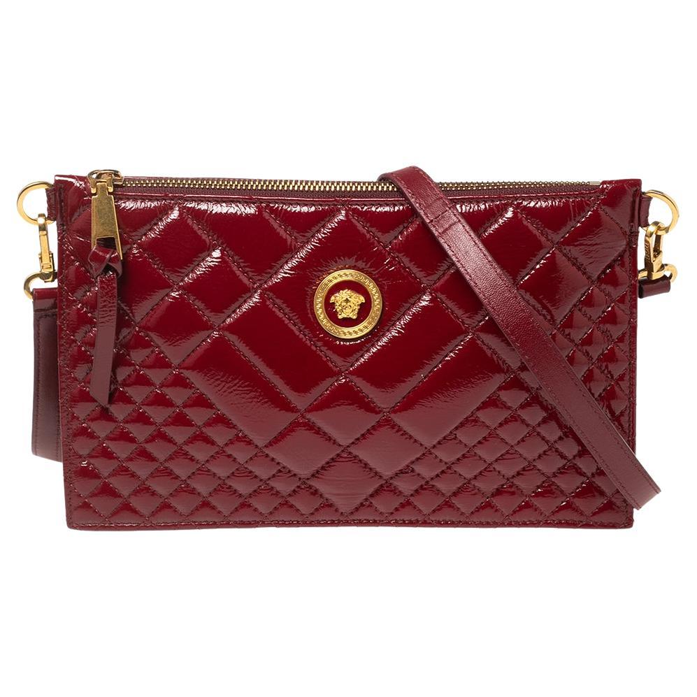 NEW Versace Red Virtus La Greca Monogram Leather Crossbody Bag For Sale ...