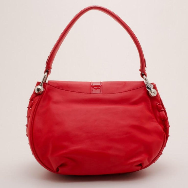Versace Red Rounded Flap Shoulder Bag For Sale at 1stDibs