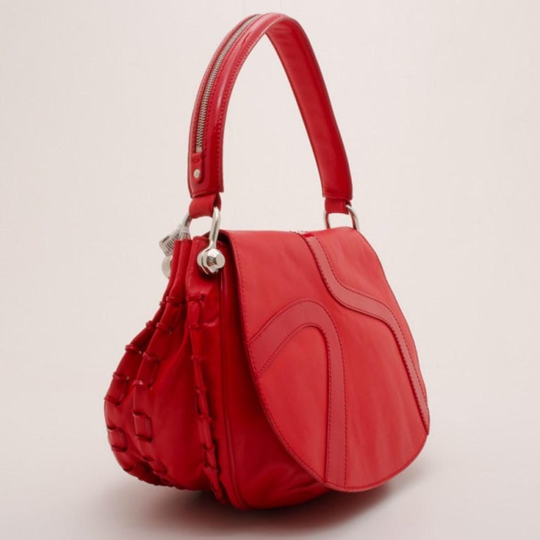 Versace Red Rounded Flap Shoulder Bag For Sale at 1stDibs