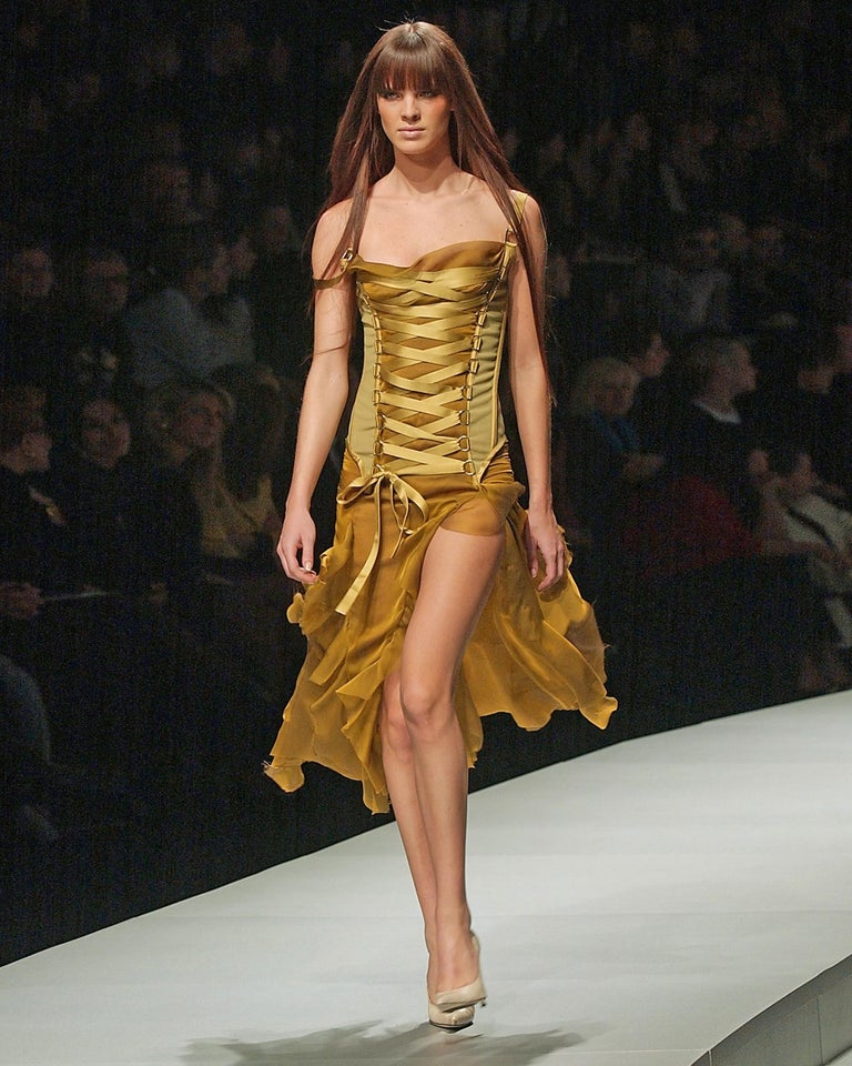 Versace red silk corset dress, fw 2003 at 1stDibs