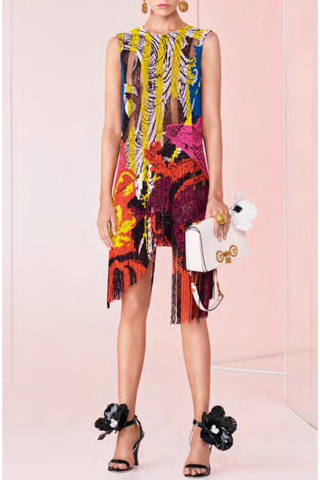 Versace Resort 2019 Black Patent Strap Wedge with Removable Flower Size ...
