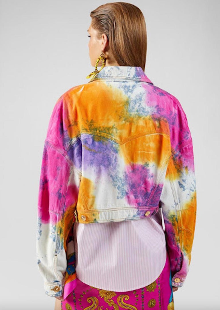 Versace Resort 2020 Multicolored Tie Dye Denim Bleached Jean Jacket ...