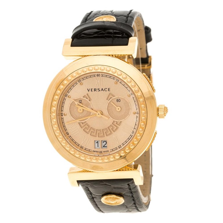 Versace Rose Gold Plated Steel A9C Chronograph Women's Wristwatch 40 mm ...