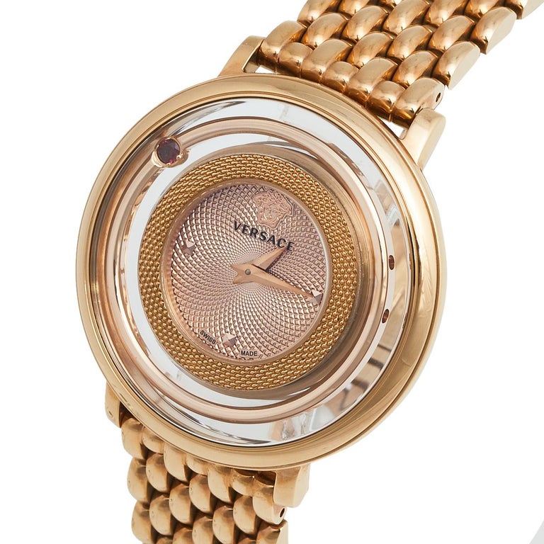 Versace Rose Gold Stainless Steel Venus VFH050013 Women's Wristwatch 39 ...