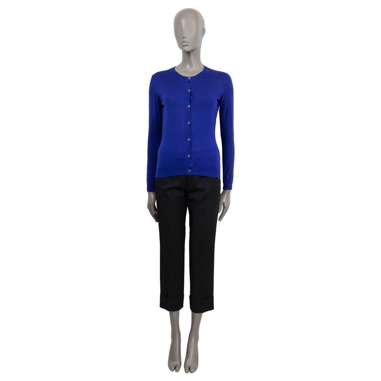 VERSACE royal blue cashmere silk BUTTON FRONT Cardigan Sweater 40 S For ...