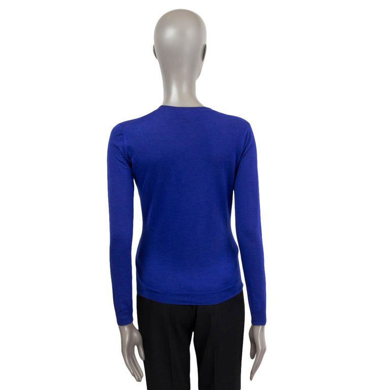 VERSACE royal blue cashmere silk BUTTON FRONT Cardigan Sweater 40 S For ...