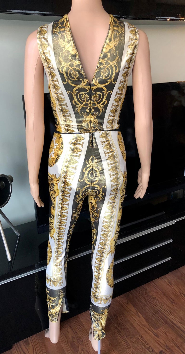Versace Runway Baroque Tribute Leggings and Bodysuit Top Ensemble 2 ...