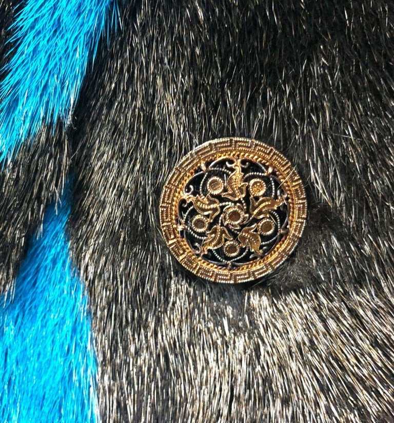 VERSACE RUNWAY MINK FUR COAT WITH CRYSTAL EMBELLISHED Buttons 40 - 6 ...