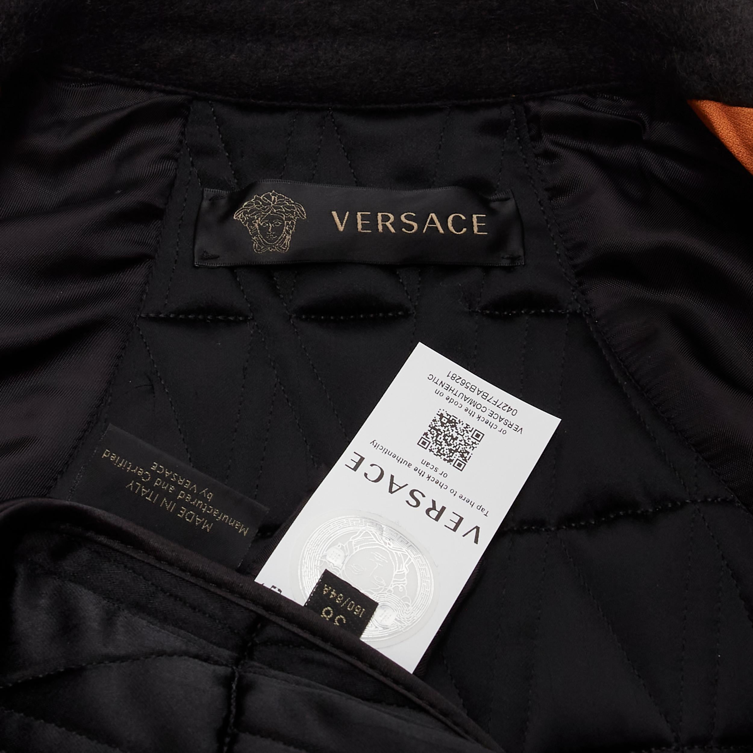 VERSACE Runway orange gold medusa quilted baroque print blazer jacket ...