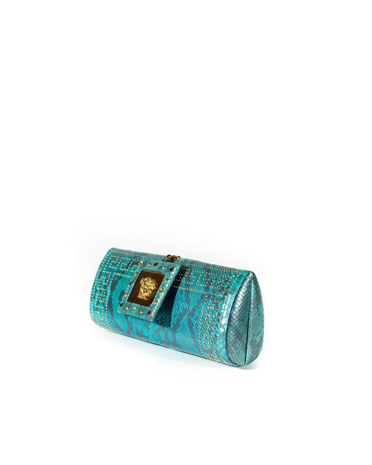 S/S 2000 Gianni Versace Python Blue Convertible Evening Bag and Clutch ...