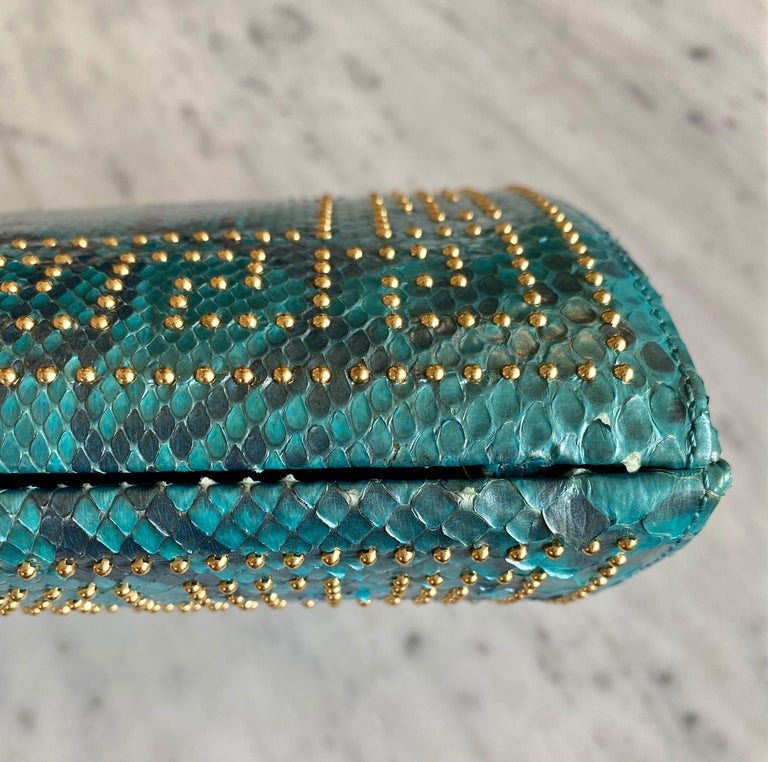 S/S 2000 Gianni Versace Python Blue Convertible Evening Bag and Clutch ...