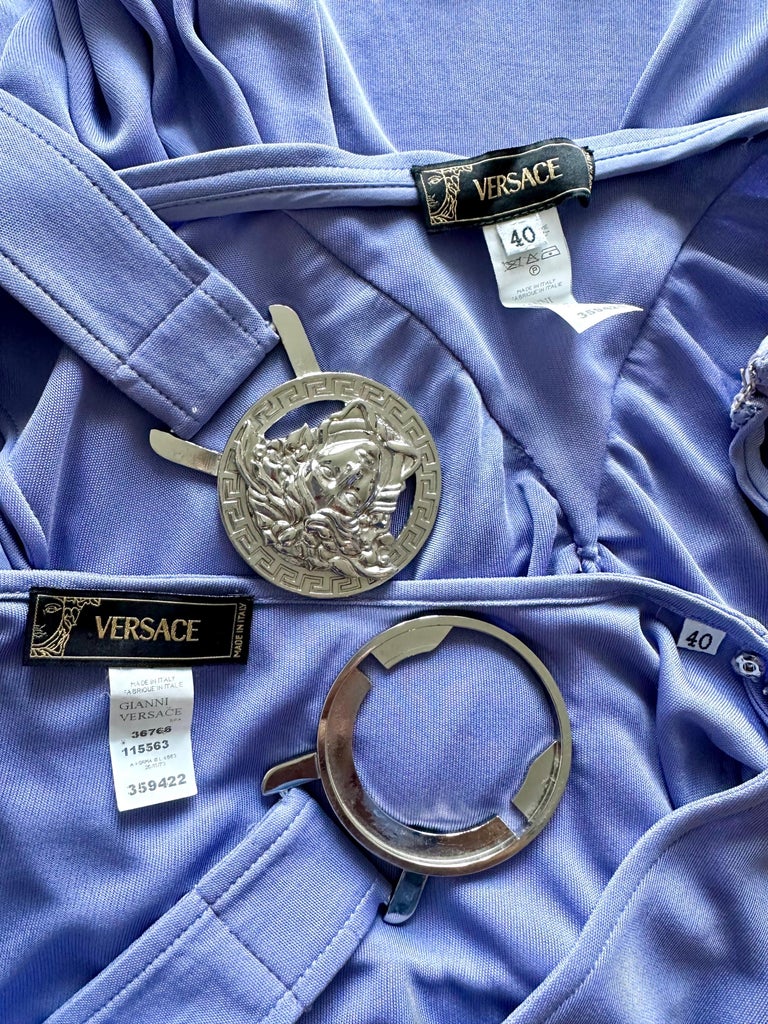Versace S/S 2005 Logo Embellished Belted Wrap Crop Top and Skirt 2 ...