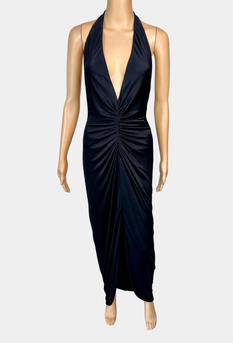 Versace S/S 2005 Runway Plunging Hi-Low Ruched Open Back Evening Dress ...