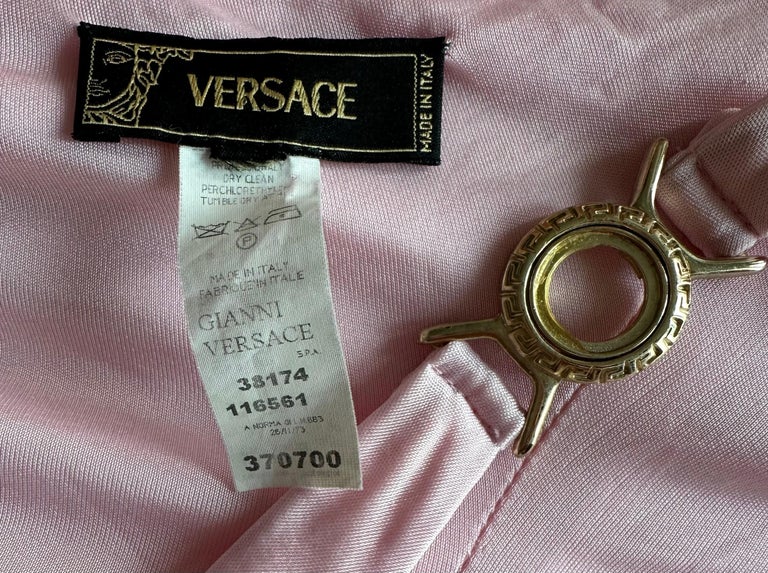 Versace S/S 2005 Runway Plunging Hi-Low Ruched Open Back Pink Dress For ...