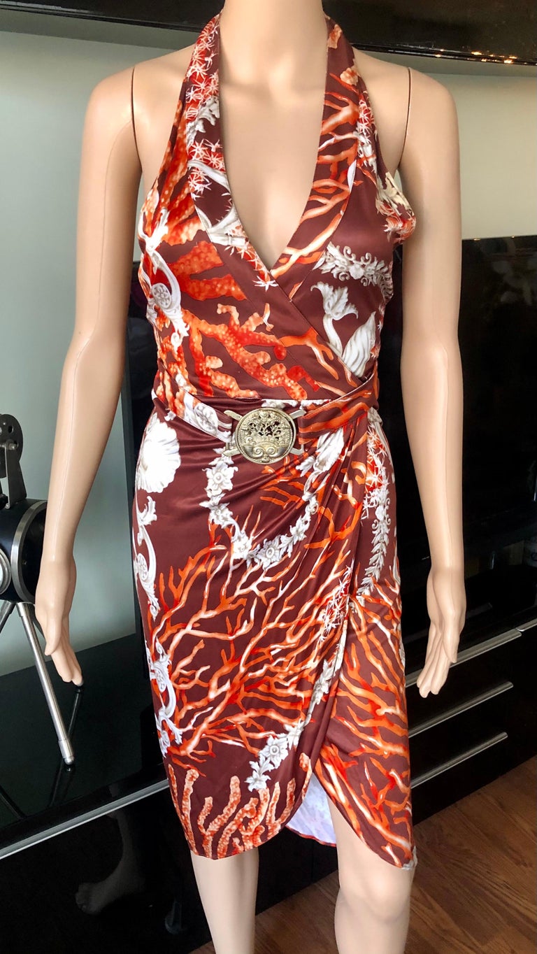 Versace S/S 2005 Runway Seashell Print Belted Wrap Dress For Sale at ...