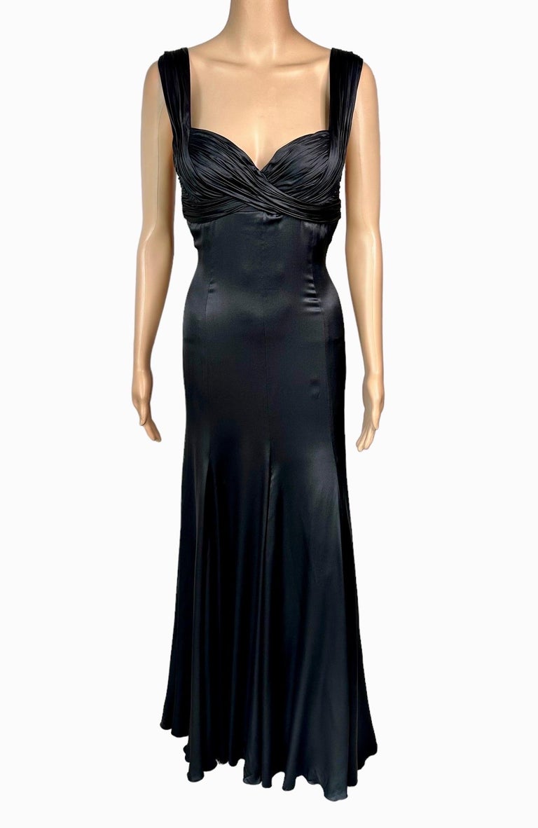 Versace S/S 2006 Bustier High Slit Silk Black Evening Dress Gown For ...