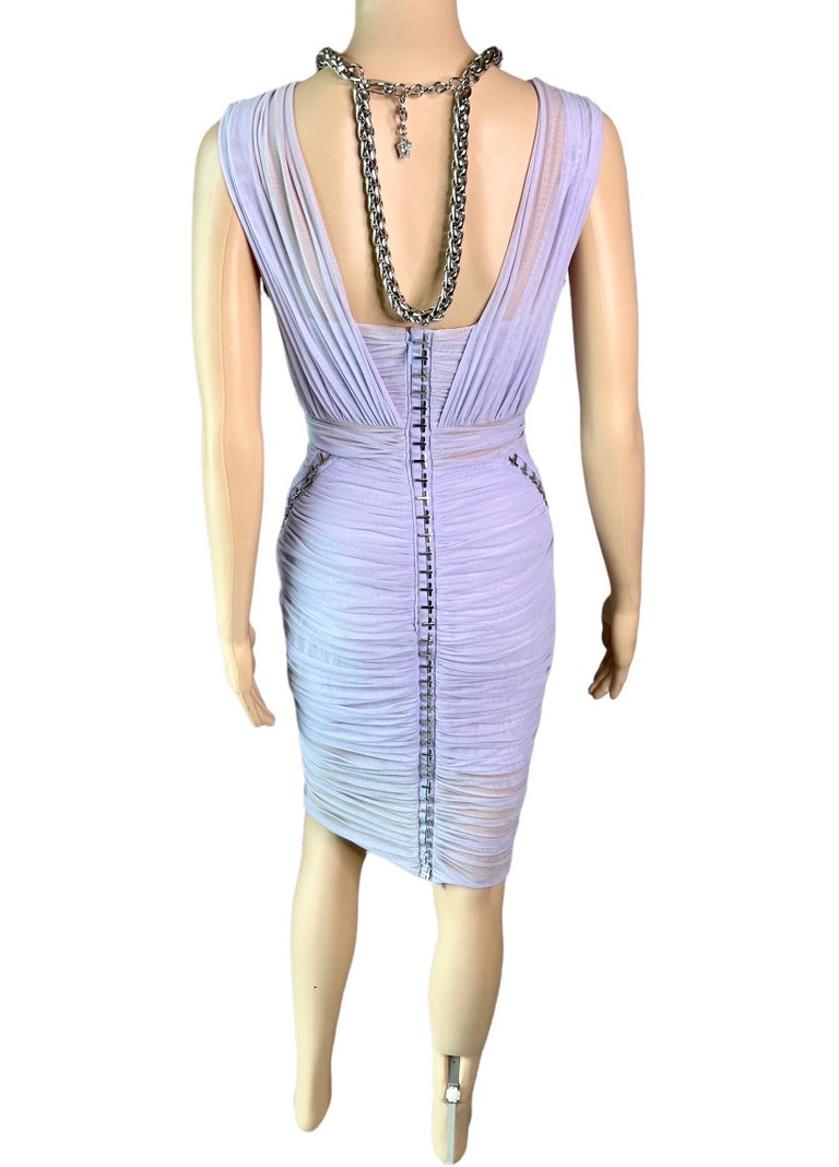 Versace S/S 2014 Runway Medusa Chain Embellished Cutout Semi-Sheer ...