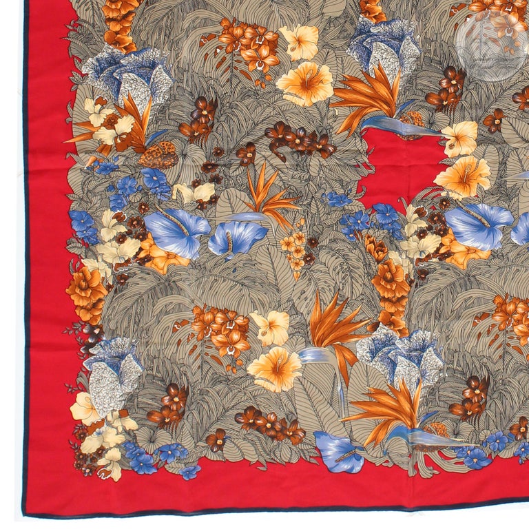 Versace Scarf Shawl Red Silk Bold Abstract Floral Print Large 35in ...