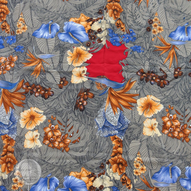 Versace Scarf Shawl Red Silk Bold Abstract Floral Print Large 35in ...