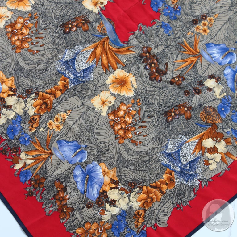 Versace Scarf Shawl Red Silk Bold Abstract Floral Print Large 35in ...