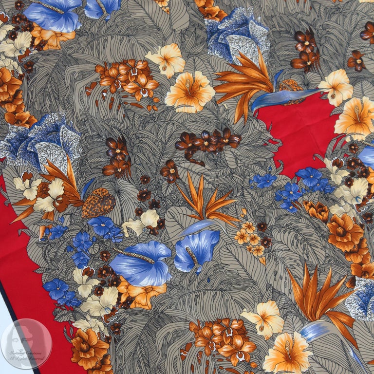 Versace Scarf Shawl Red Silk Bold Abstract Floral Print Large 35in ...