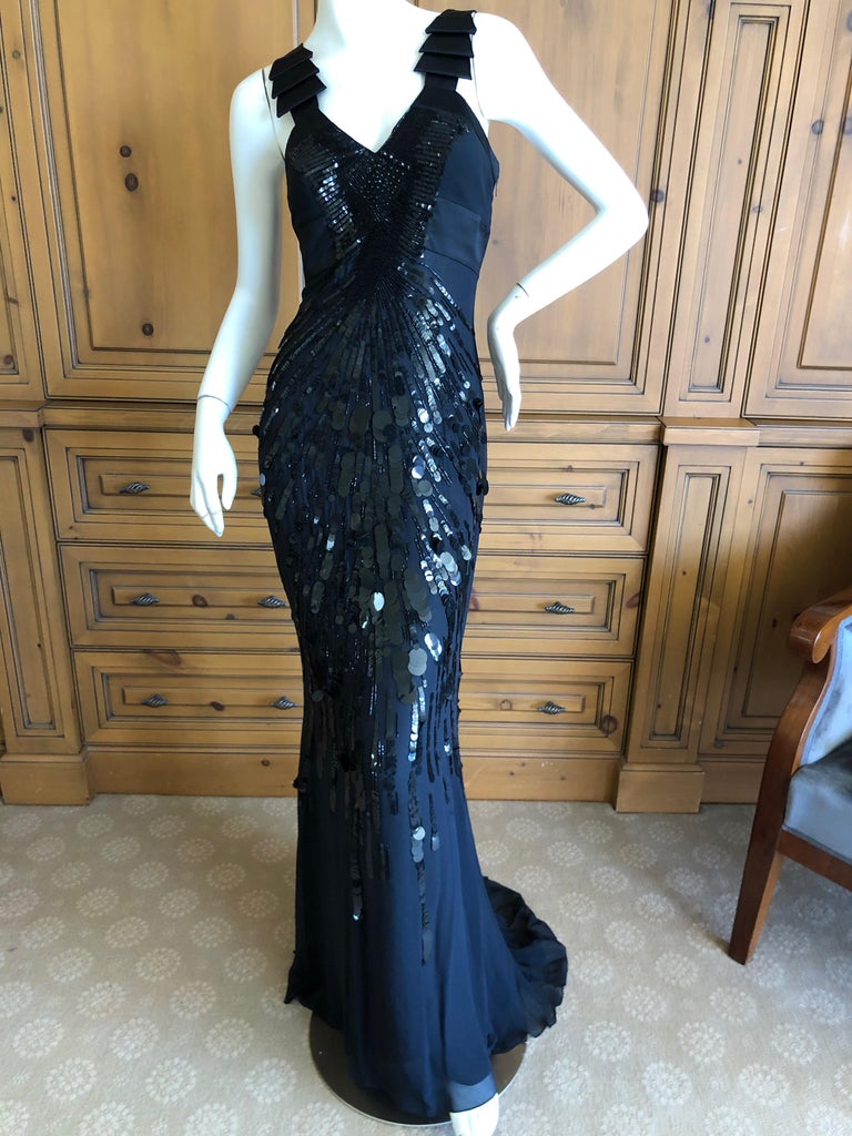 Versace Sequin and Bead Embellished Vintage Black Evening Dress For ...
