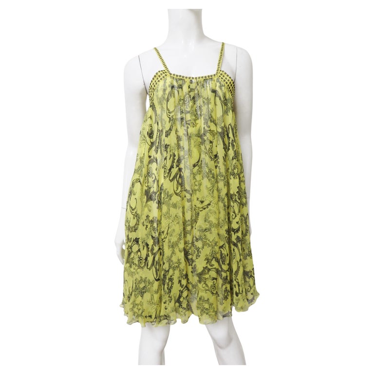 Versace Silk Dress with Elaborate Print For Sale at 1stDibs